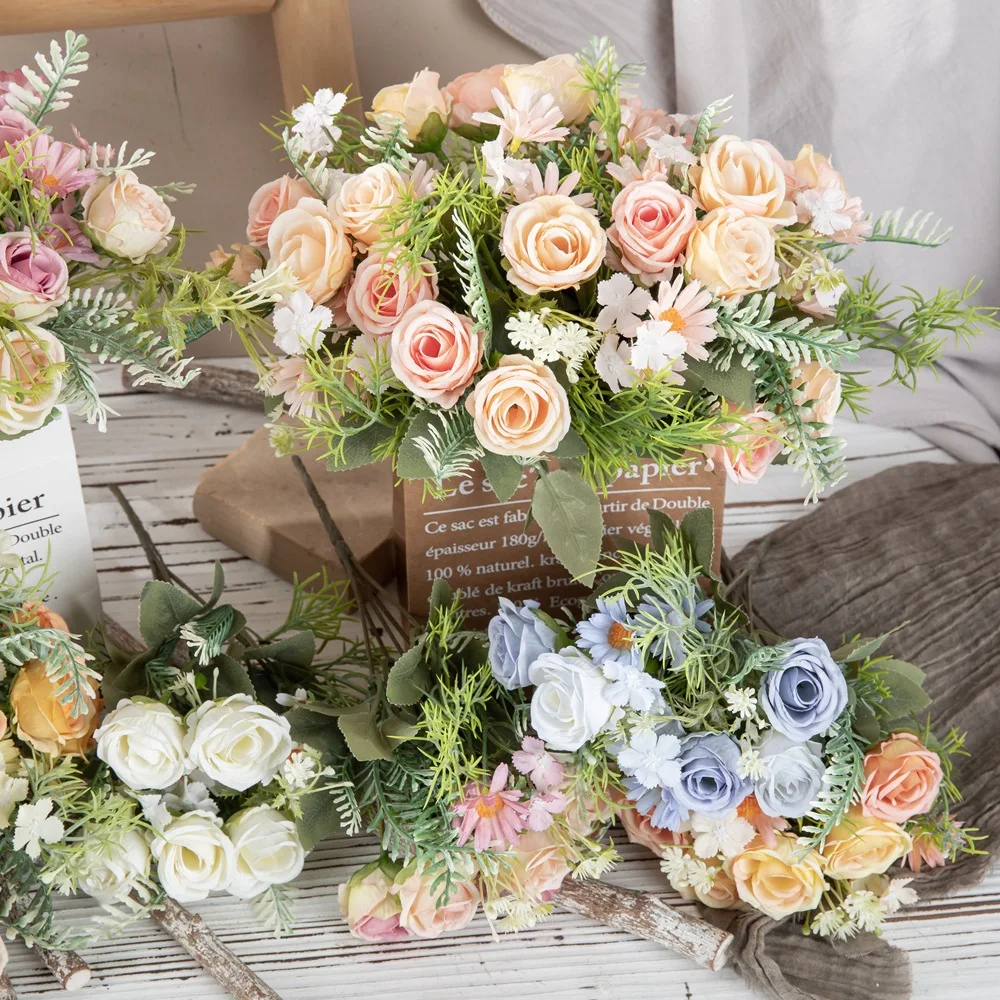1-Sprig-5-Forks-Bouquet-of-Roses-and-Daisies-Bouquet-Flores-Home-Party ...