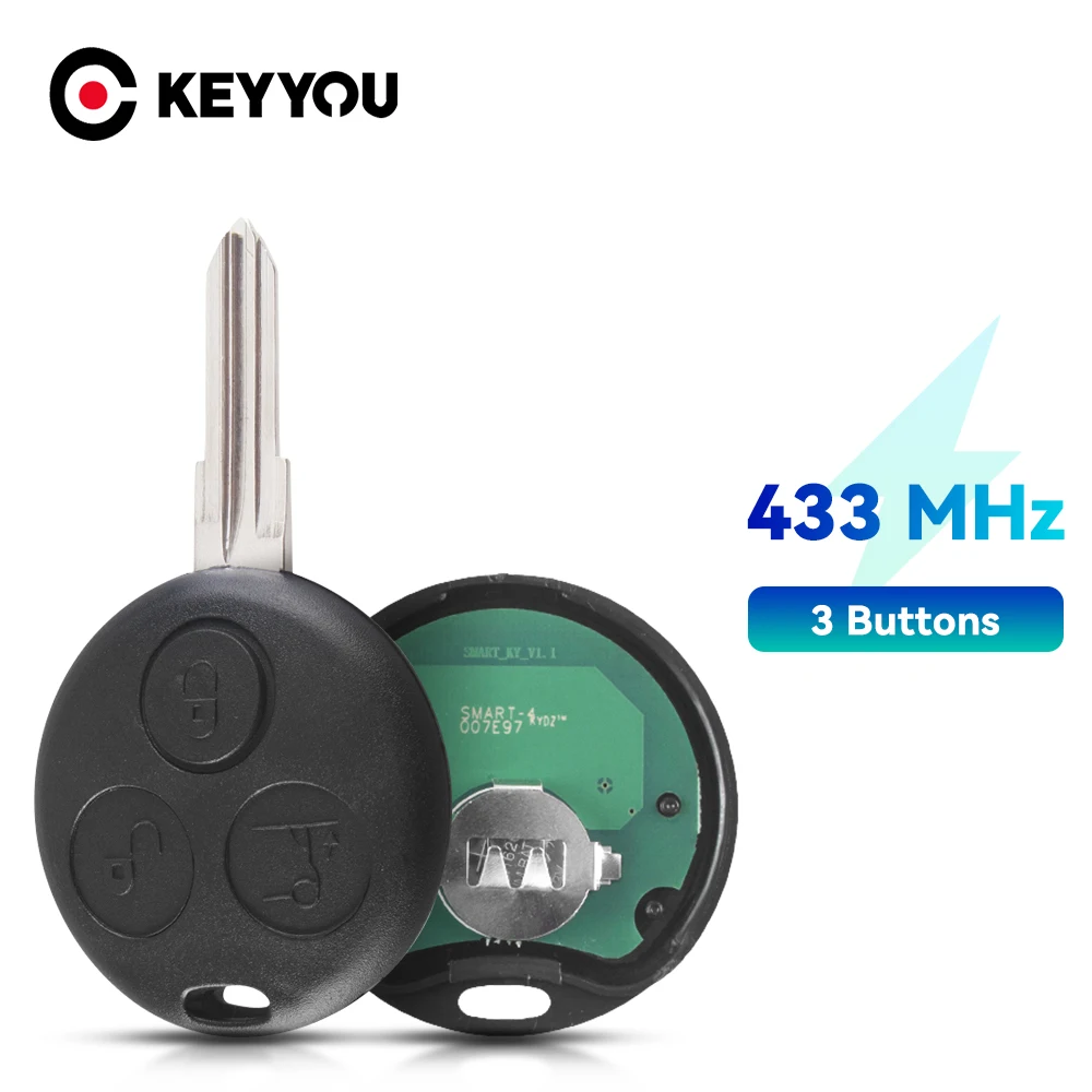 Keyyou 3 Buttons Remote Car Key For Mercedes Benz Key Smart Fortwo 450 ...