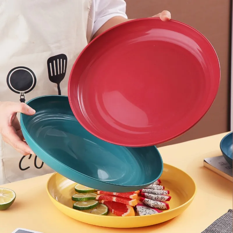Inyahome Unbreakable Dinner Plates Cafeteria Reusable Plate Food Trays ...