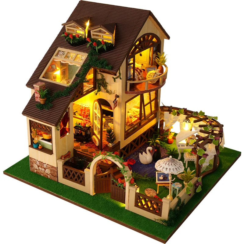 Diy Wooden Dollhouse Miniature Kits Monet's Garden European Casa Doll ...