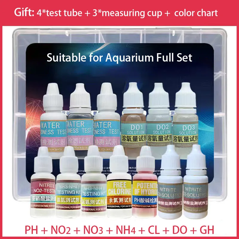 Aquarium Fish Tank Water Quality Testing Solution PH NH4 NO2 No3 GH CI ...