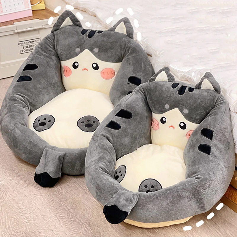 Kawaii-Plush-Cat-Chair-Cushion-Cute-Stuffed-Animal-Sitting-Back ...
