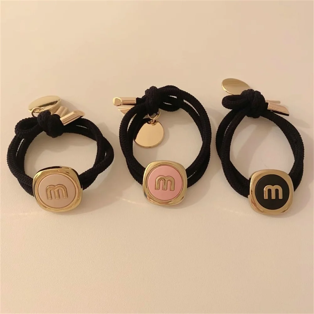 M Letter Thin Hair Rope High Elastic Double Layer Hair Accessories ...