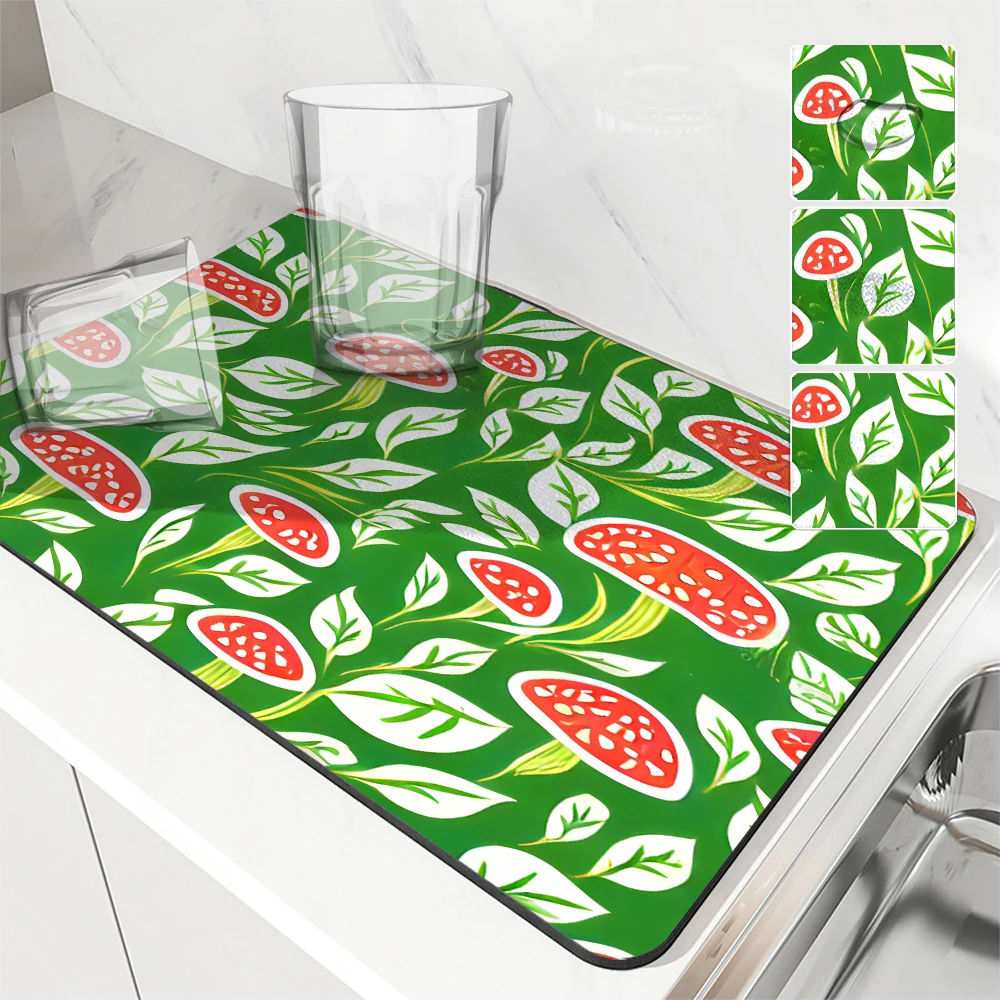 Kitchen-Drying-Mat-Plant-Leaf-Line-Dry-Coffee-Mat-Absorbent-Dish ...
