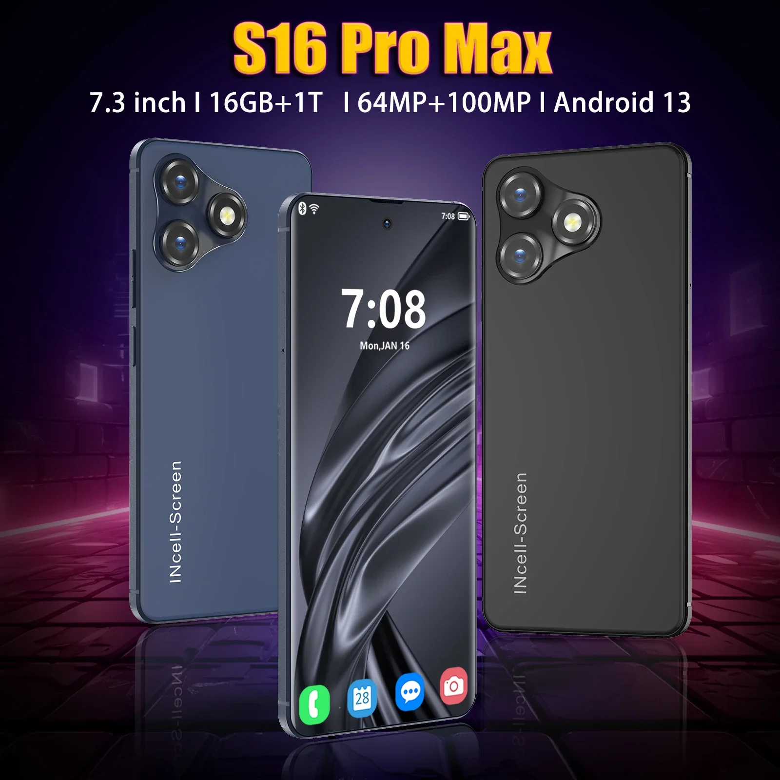 Smartphone S2025 Pro Max 16G (5), 7.3 pulgadas, 16 GB + 1 TB, doble SIM ...