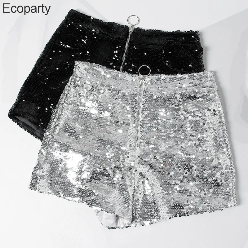 Sexy-Women-Sequin-Shorts-Summer-High-Waist-O-Ring-Zip-Bodycon-Shorts ...