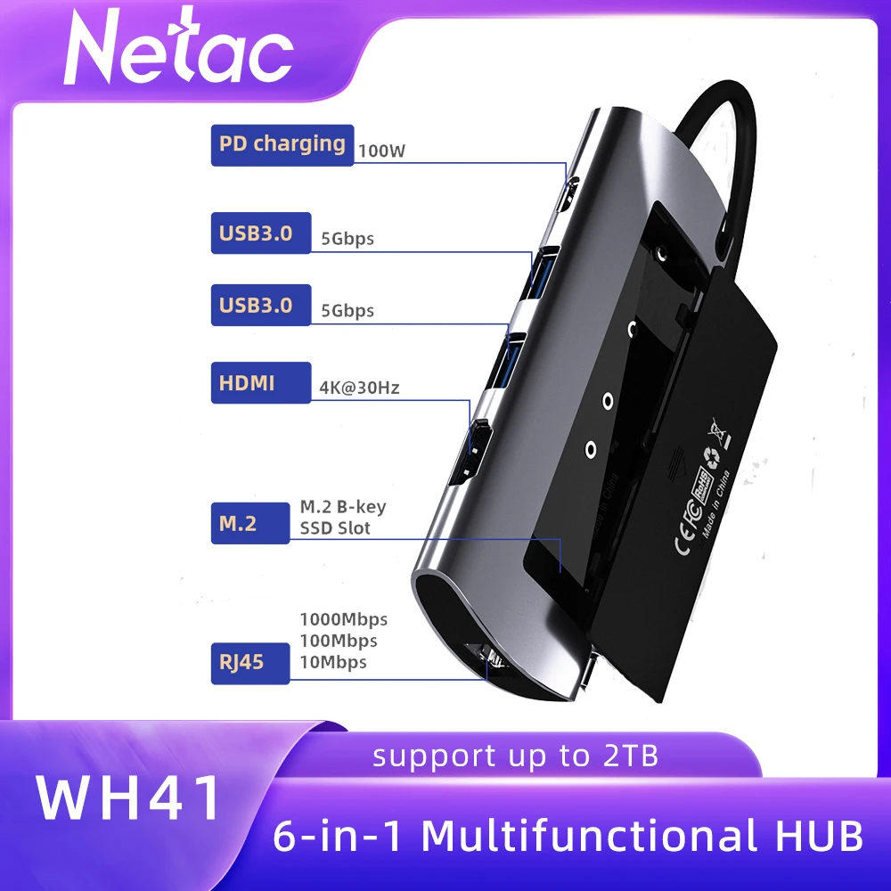 Netac-Laptop-PC-Accessories-6-in-1HUB-USB-Type-C-Docking-Station-Multi ...