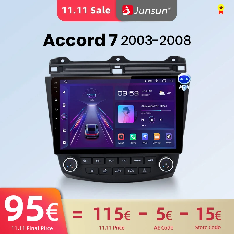 Junsun V1pro Ai Voice 2 Din Android Auto Radio For Honda Accord 7 2003-2008 Carplay 4g Car ...