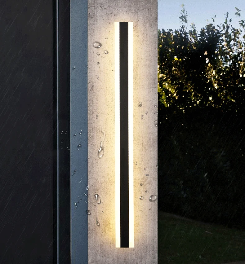Modern IP65 Waterproof outdoor Long Strip LED wall lamp villa courtyard ...