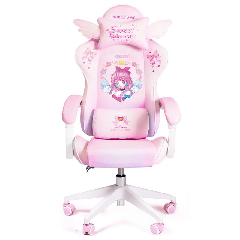 Pink-Cute-Cartoon-Anime-Gaming-Chair-Home-Office-Computer-Chair-E ...