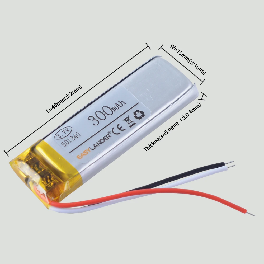 3-Wire-501340-300mAh-Polymer-Li-ion-Battery-For-TWS-Bluetooth-EARBUDS ...