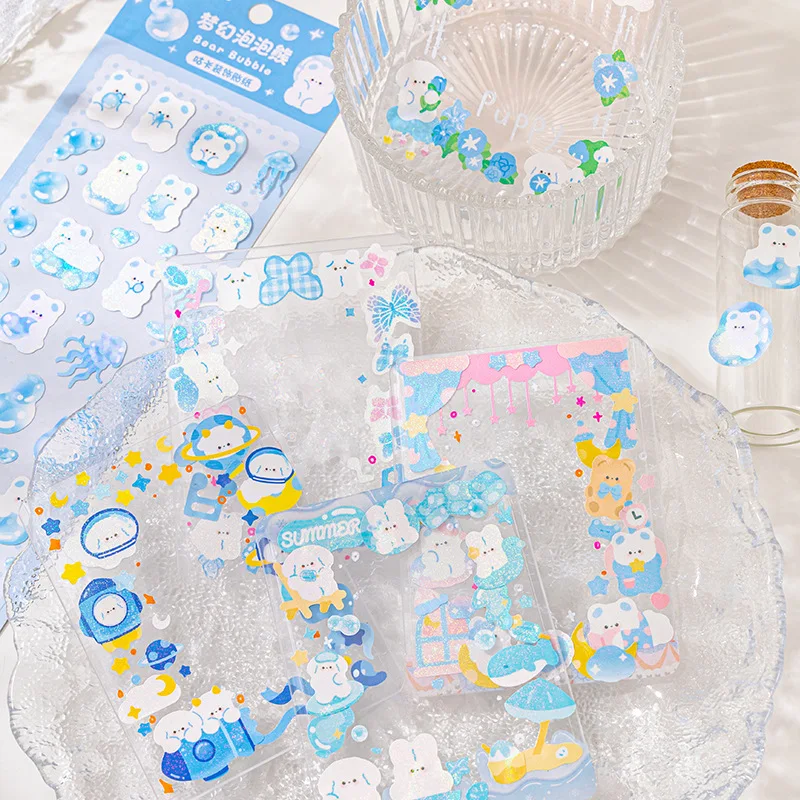 Mohamm 1 Sheet Kawaii Blue Cartoon | Photocards Decoration Stickers - 1 ...