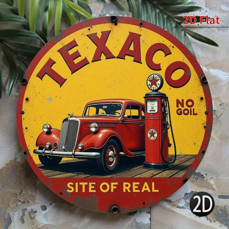 2D Flat, One piece, Texaco Vintage Gas Station Sign Metal - 7.8x7.8in ...