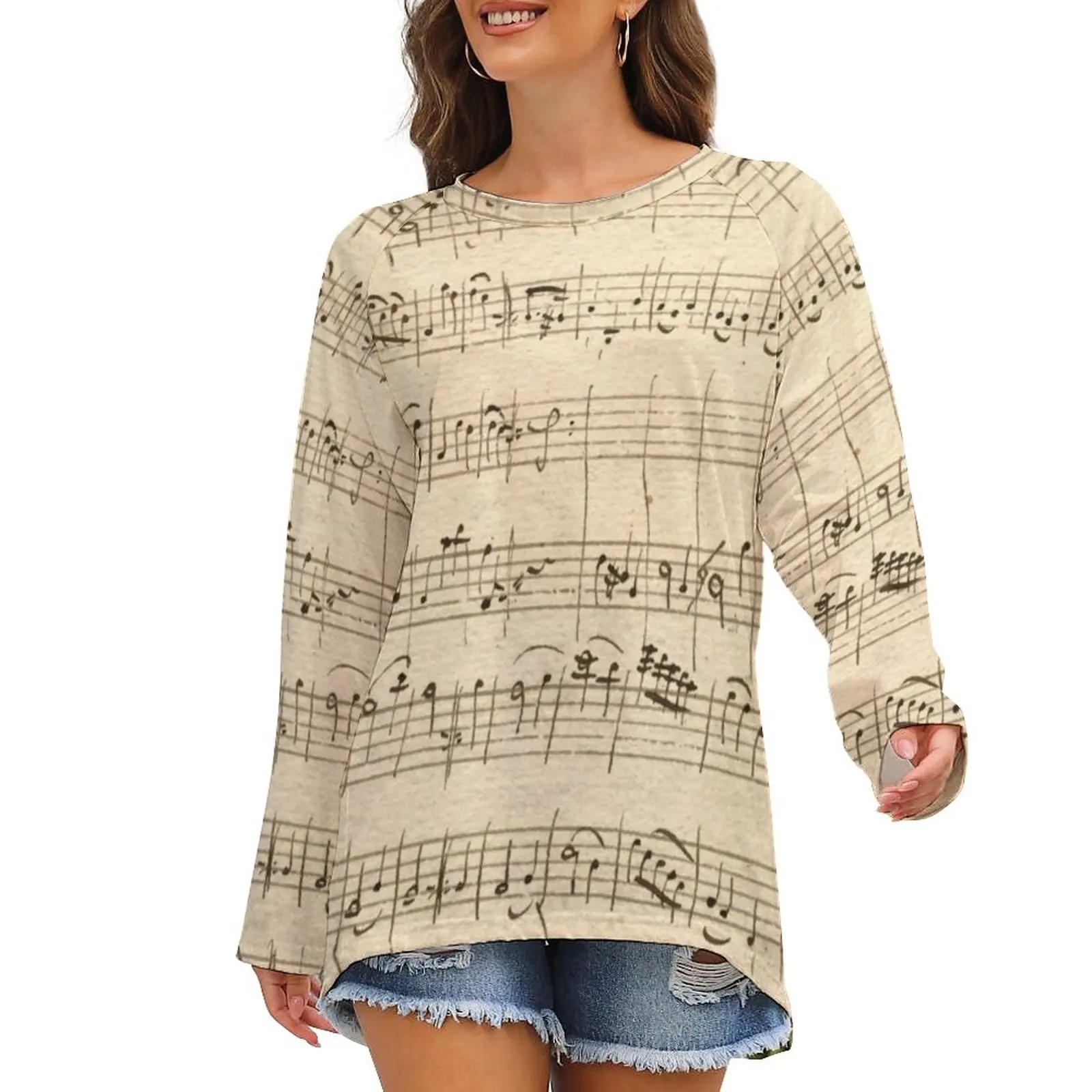 Music Tee Shirt Note Funny Print Women T Shirt Oversized Summer T-Shirt ...