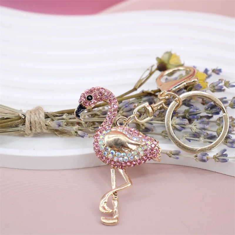 Rhinestone Flamingo Keychain Flamingo Pendant Keychain Rhinestone ...
