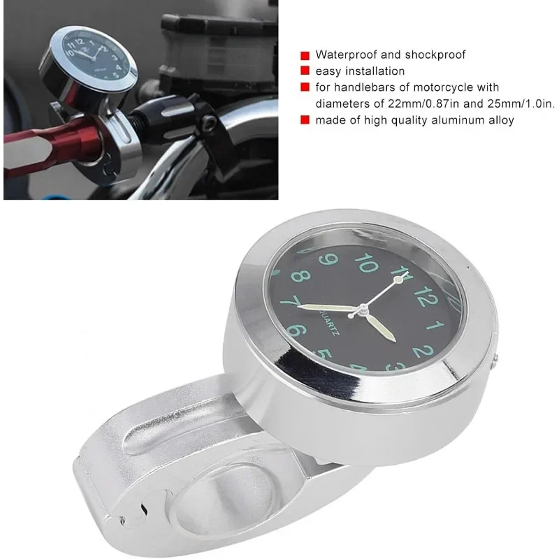 Silver-Handlebar-Watch-Motorcycle-Handlebar-Dial-Clock-Watch-Universal ...