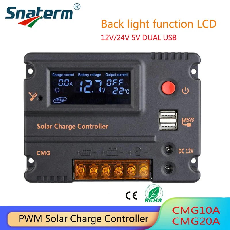 20A 10A Solar Charge Controller Solar Panel Battery Regulator Auto ...