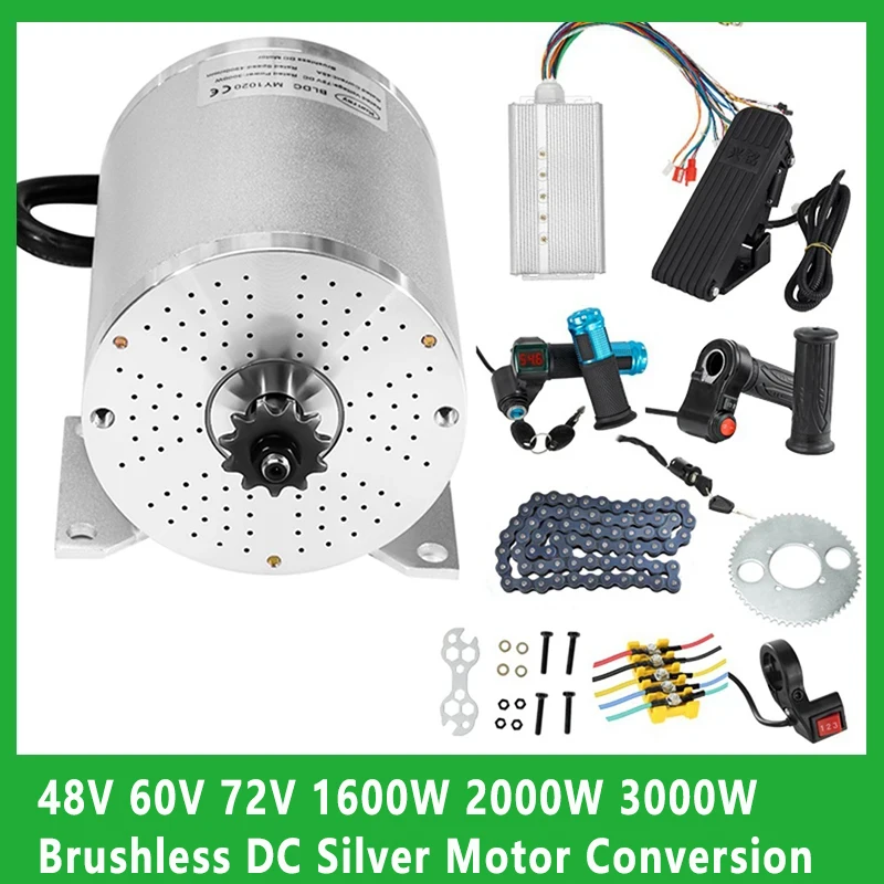 48V-60V-72V-1600W-2000W-3000W-Brushless-DC-Silver-Motor-Conversion ...