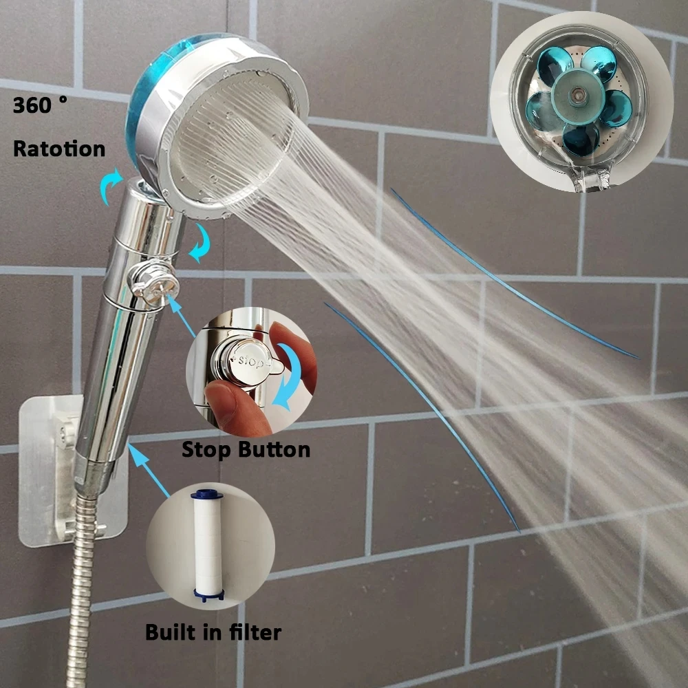 Large-Flow-Shower-Head-High-Pressure-Water-Saving-Supercharged-Turbo ...
