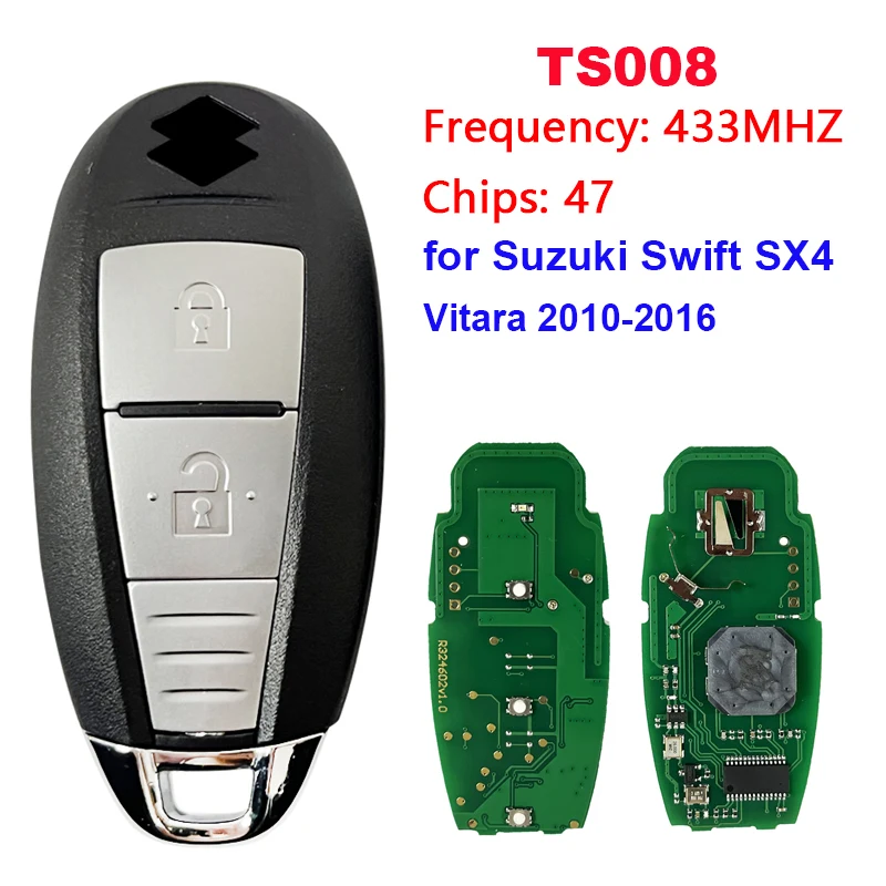 TS007/TS008 Aftermarket Smart Key for Suzuki Swift Kizashi SX4 Vitara 2010-2016 315/433Mhz ...