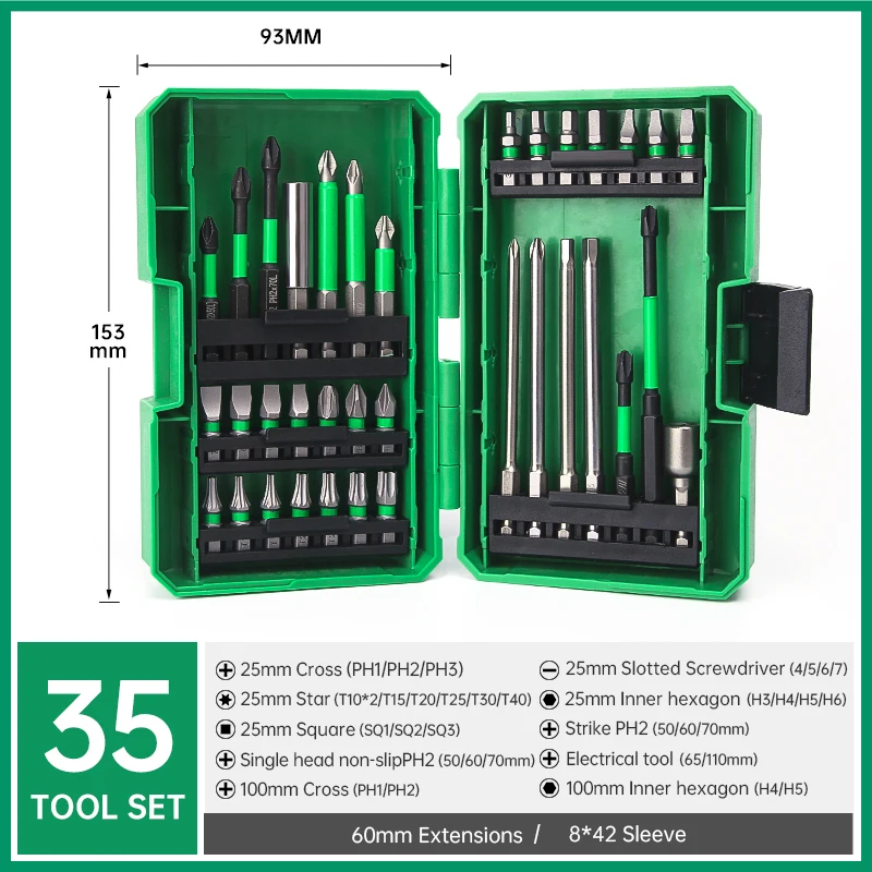 LIDIAO-35PCS-Magnetic-Screwdriver-Tips-Drill-Bit-Set-PH2-Non-Slip ...