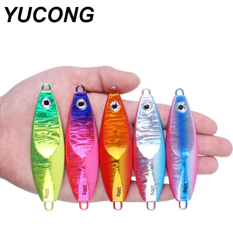 YUCONG 1PX Metal Jigs Spoon 40 60 80 100g Trolling Fishing Lure Sinking ...