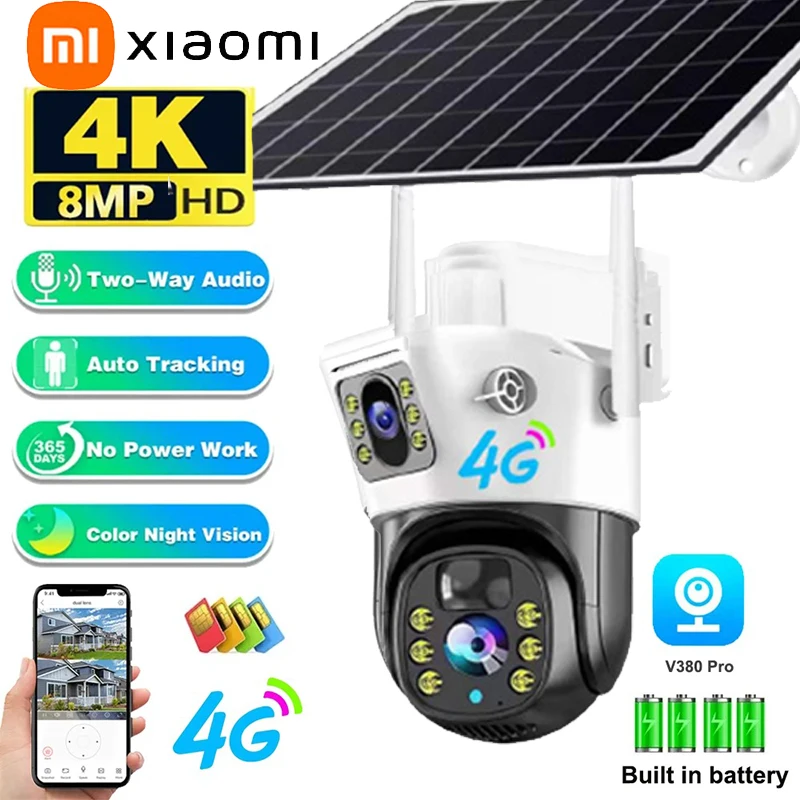 Xiaomi 4G Sim Camera Solar 8MP 4K Outdoor Low Powered Video Cam Night ...