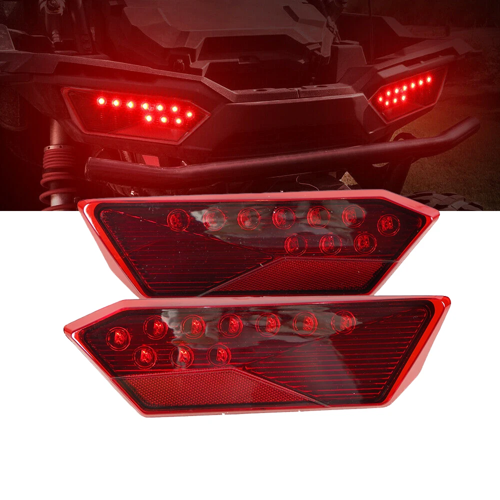 2PCS Red Smoke LED Tail Lights Rear Lamps Fits For 2014 2015 2016 RZR ...