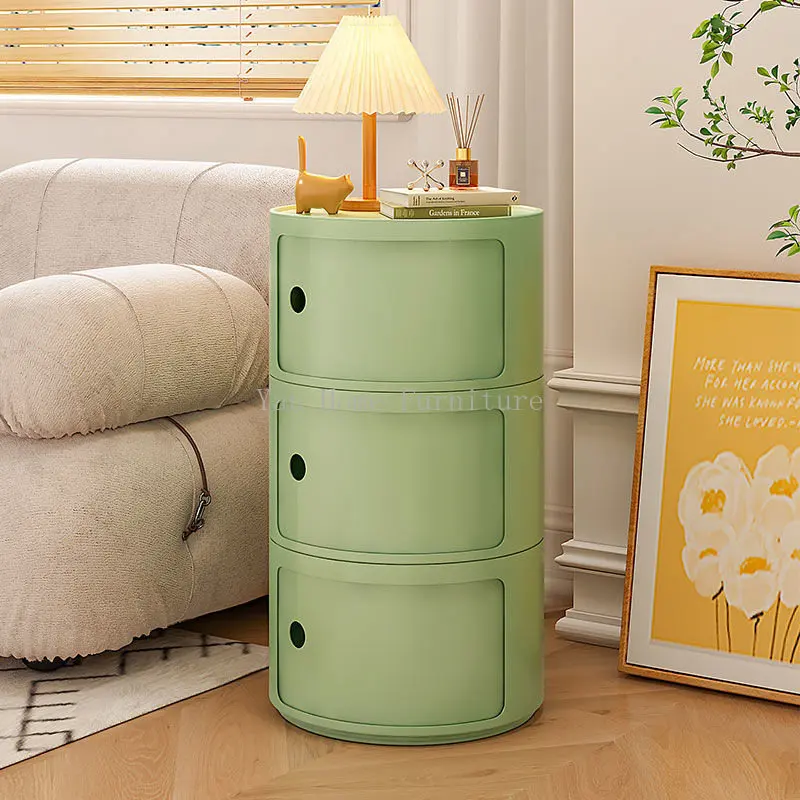 Nordic Simple Modern Bedside Table Home Bedroom Small Cabinet Ins Wind Lockers Round Plastic ...