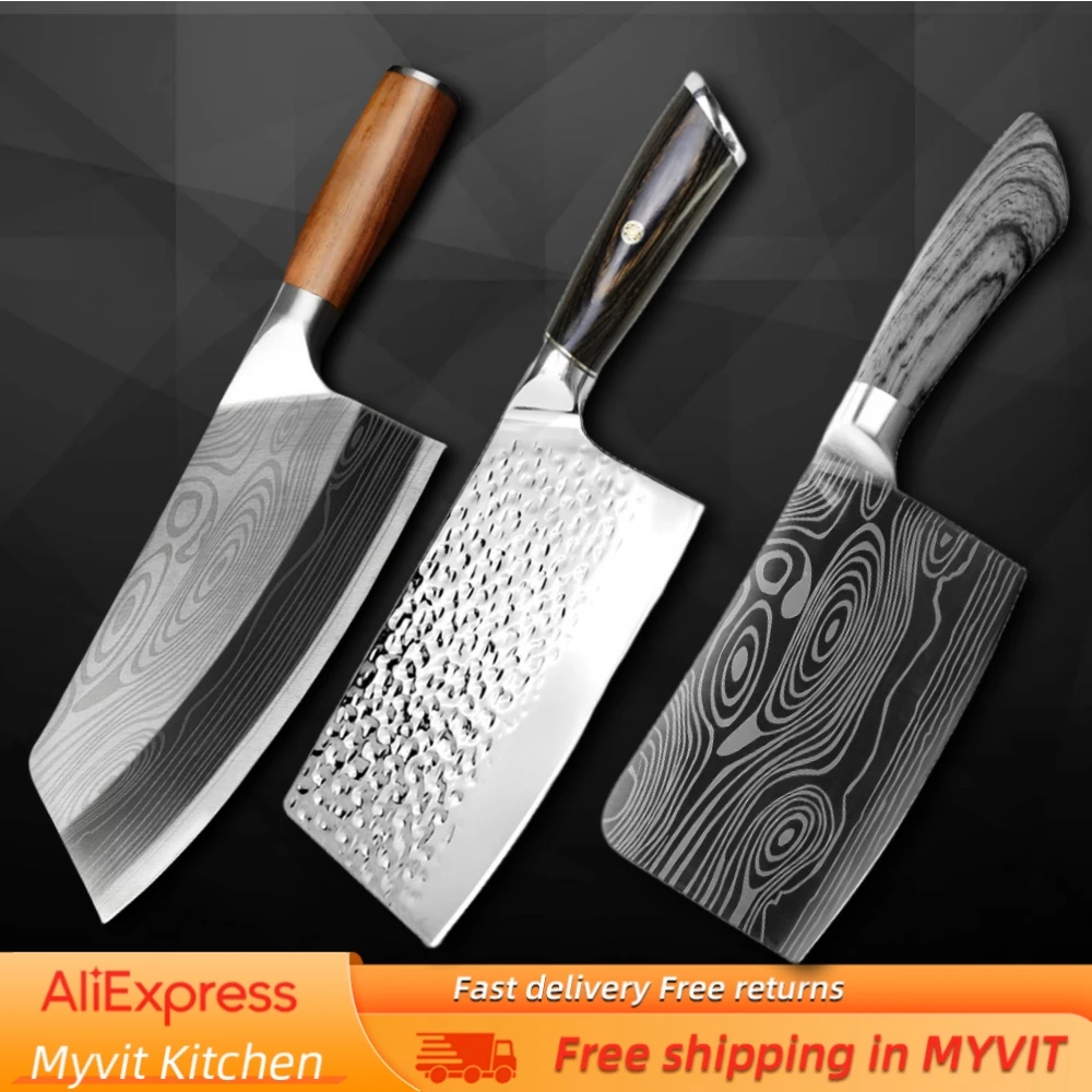 Heavy Duty Cleaver Knife 7 Inch Meat Cleaver Stainless Steel Butcher ...