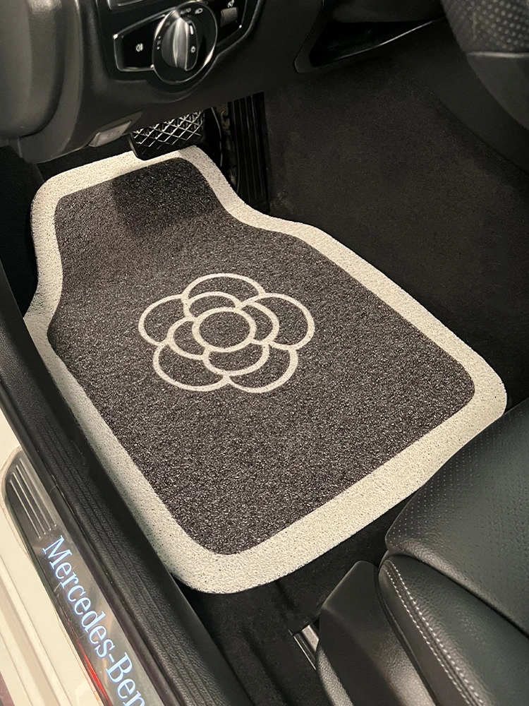 Car Floor Mat Wire Ring Universal Main Driving Carpet Cute Camellia ...