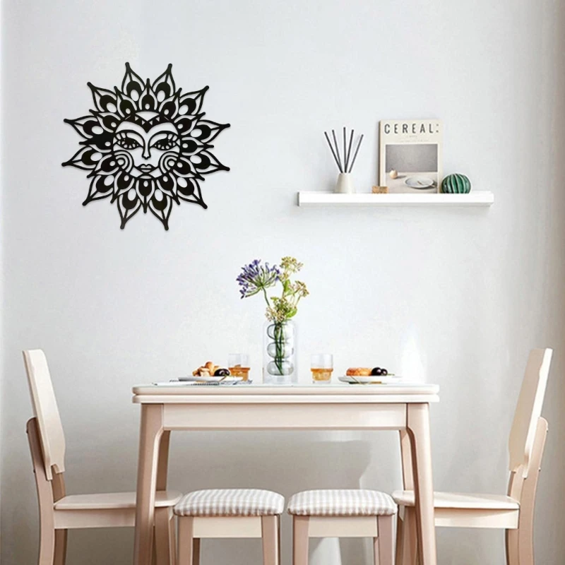 Metal Sun Wall Art Decor Iron Sun Face Garden Hanging Sculpture Sun ...