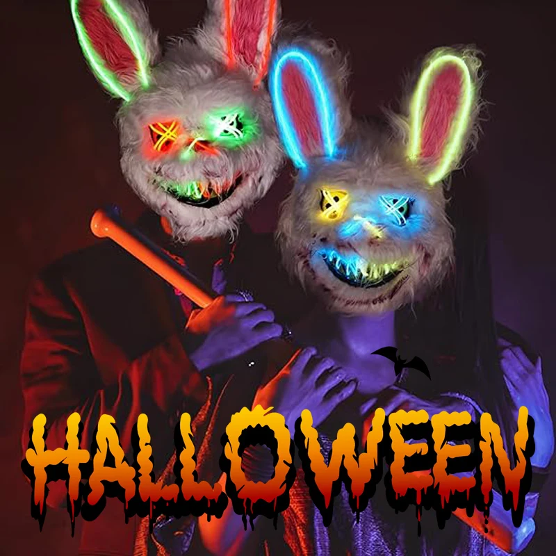 Halloween-Led-Scary-Mask-Rabbit-Bunny-Mask-Bloody-Plush-Head-Mask-for ...