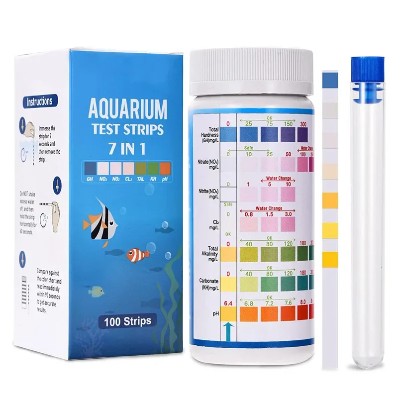 100pcs-7-IN-1-Aquarium-Test-Strips-Fish-Tank-Test-Kit-Freshwater ...