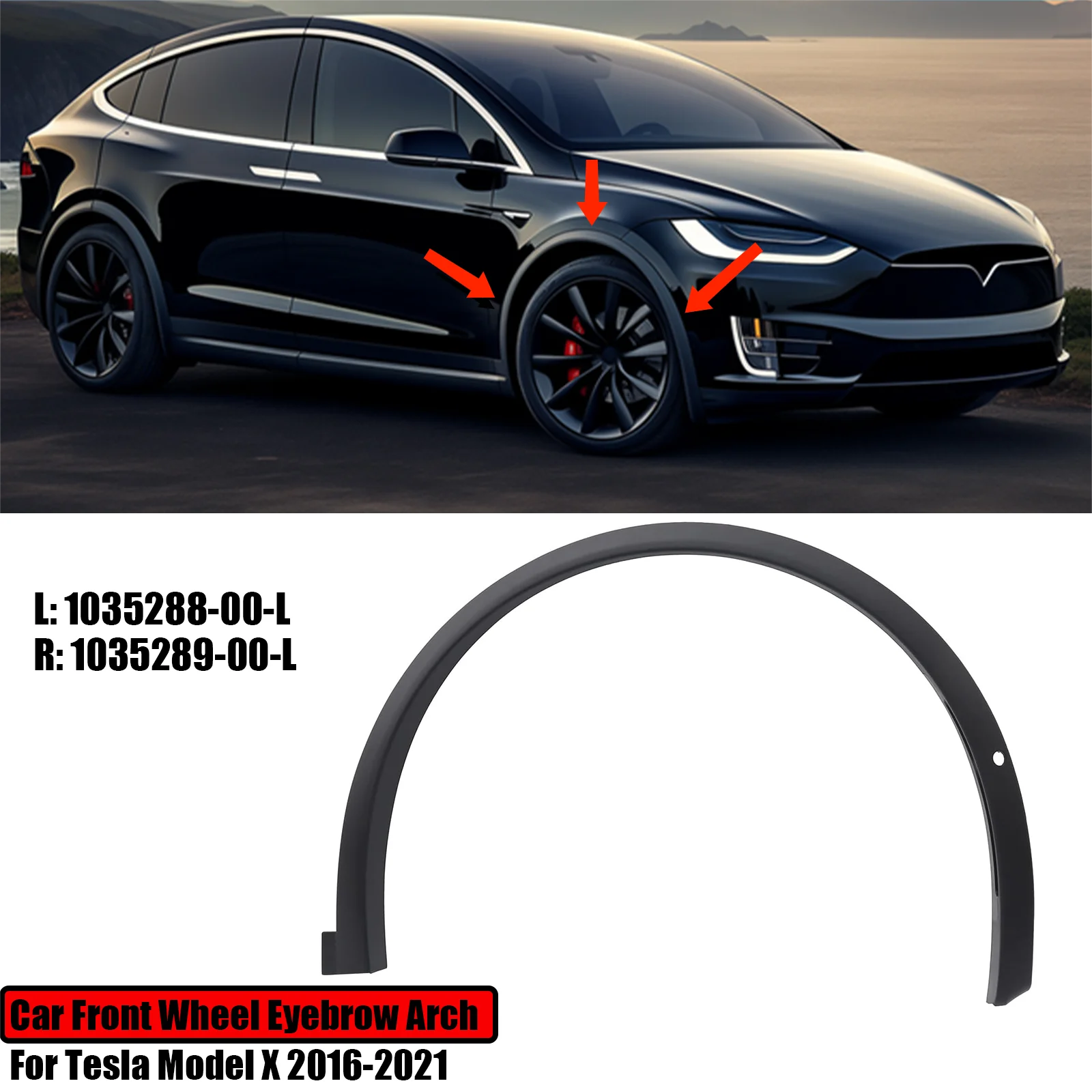 Car-Front-Fender-Arch-Eyebrow-For-2016-2021-Tesla-Model-X-Flare-Molding ...