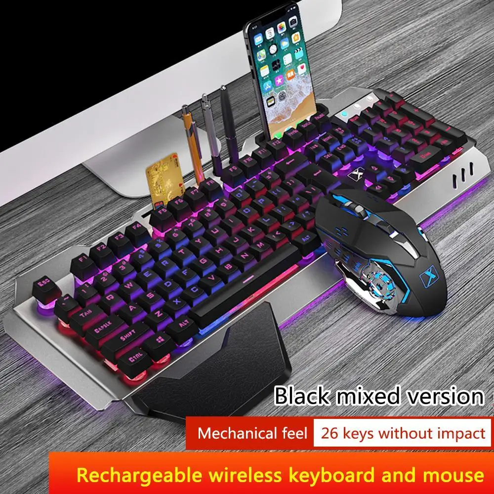 Teclado-inal-mbrico-K680-para-juegos-Mouse-retroiluminado-Rgb-Panel-de-Metal-recargable-juego-de ...