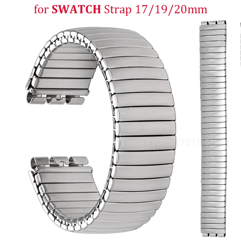 Elastic-Watch-Band-for-Swatch-17mm-20mm-Stretch-Expansion-Stainless ...