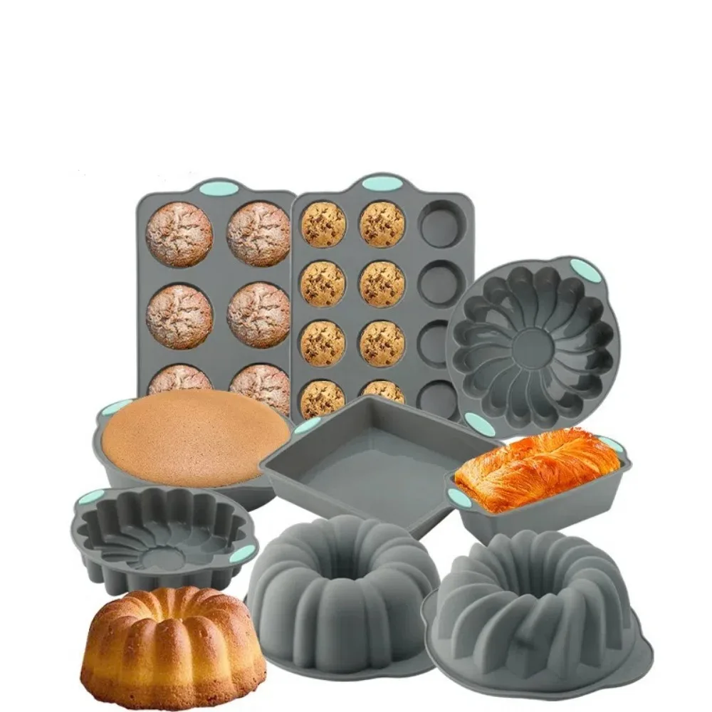 Silicone Bread Muffin Mold Heat Resistant Oven Pan Non-Stick Kitchen ...