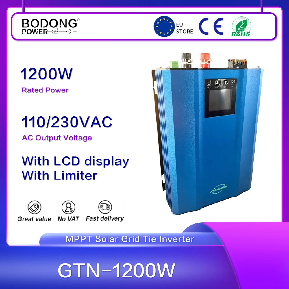 Soyosource 1200W Grid Tie Inverter MPPT 110V/220Vac 50Hz60Hz Pure Sine ...