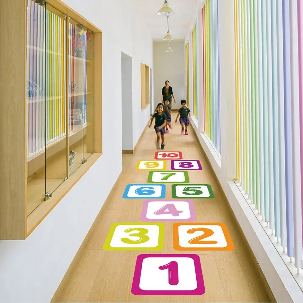 Multicolor Hopscotch Floor Stickers 10/15/20cm Parent-child Lattice ...