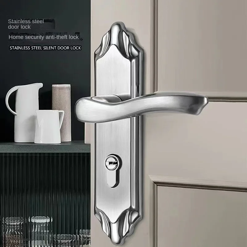 Stainless-Steel-Indoor-Silent-Anti-theft-Door-Handle-Universal-Bathroom ...