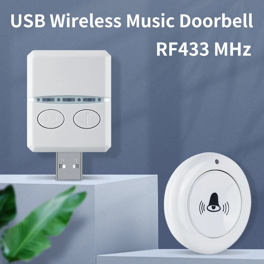 Wireless-Doorbell-Doorbell-DC-5V-RF433-MHz-Remote-Controll-Receiver-USB ...