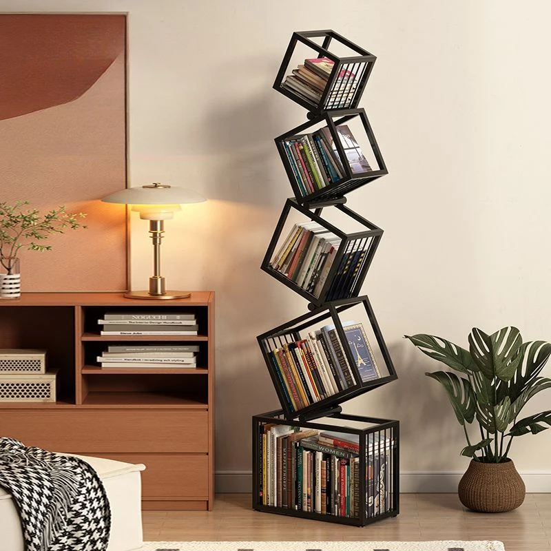 Shaped-corner-vertical-creative-iron-art-bookshelf-floor-simple ...