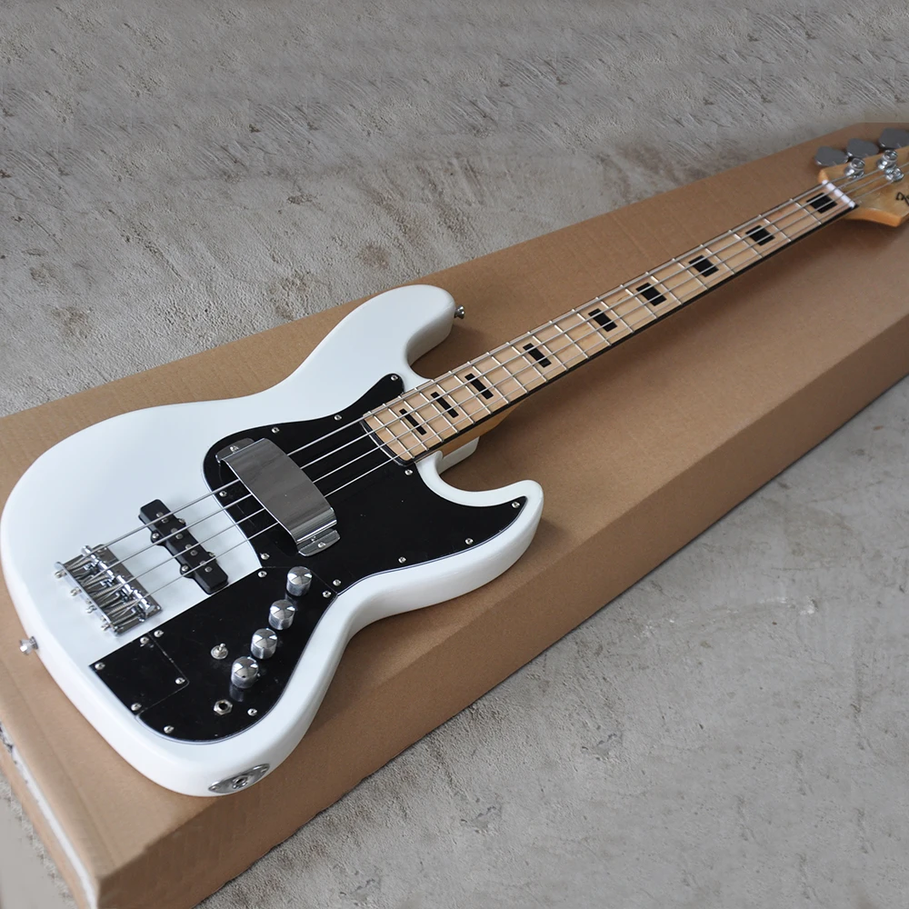 Guitarra-El-ctrica-blanca-de-4-cuerdas-con-circuito-activo-diapas-n-de ...