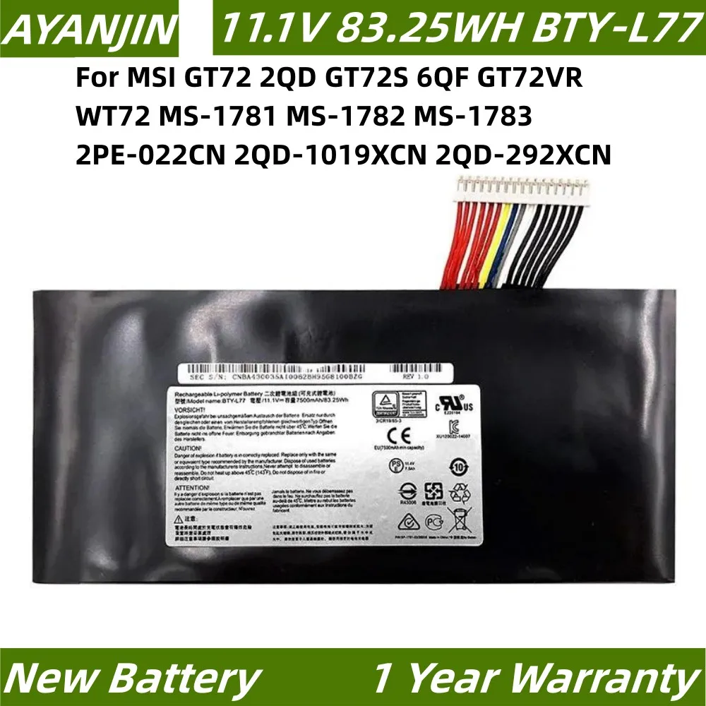 BTY-L77-83-25WH-Laptop-Battery-For-MSI-GT72-2QD-GT72S-6QF-GT72VR-WT72 ...