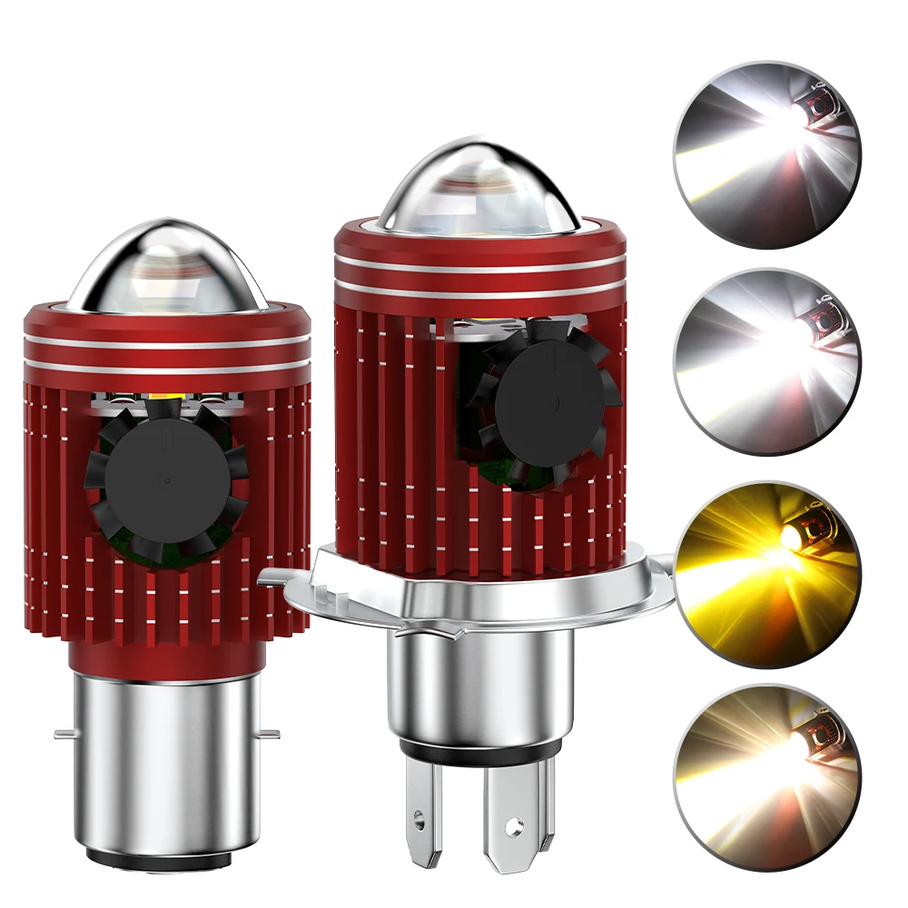 1PC H4 H6 Moto Headlight with Fan 1:1 Super Bright CSP Chips LED Hi Lo ...