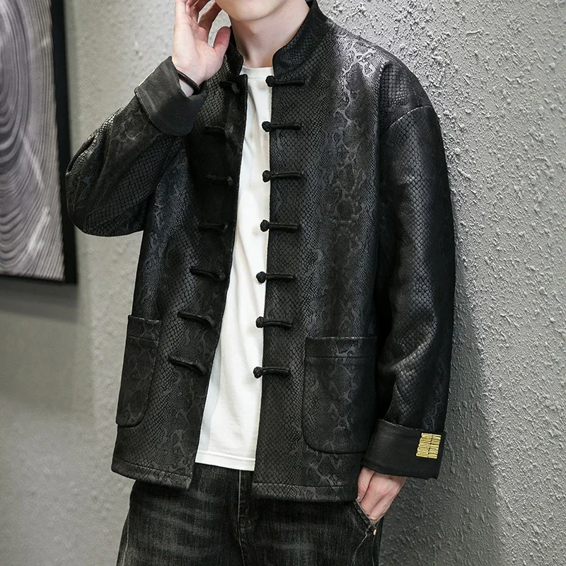 Traditional-Chinese-Style-Retro-Snake-Python-Embroidered-Tang-Suit-Men-Cheongsam-Top-Hanfu ...
