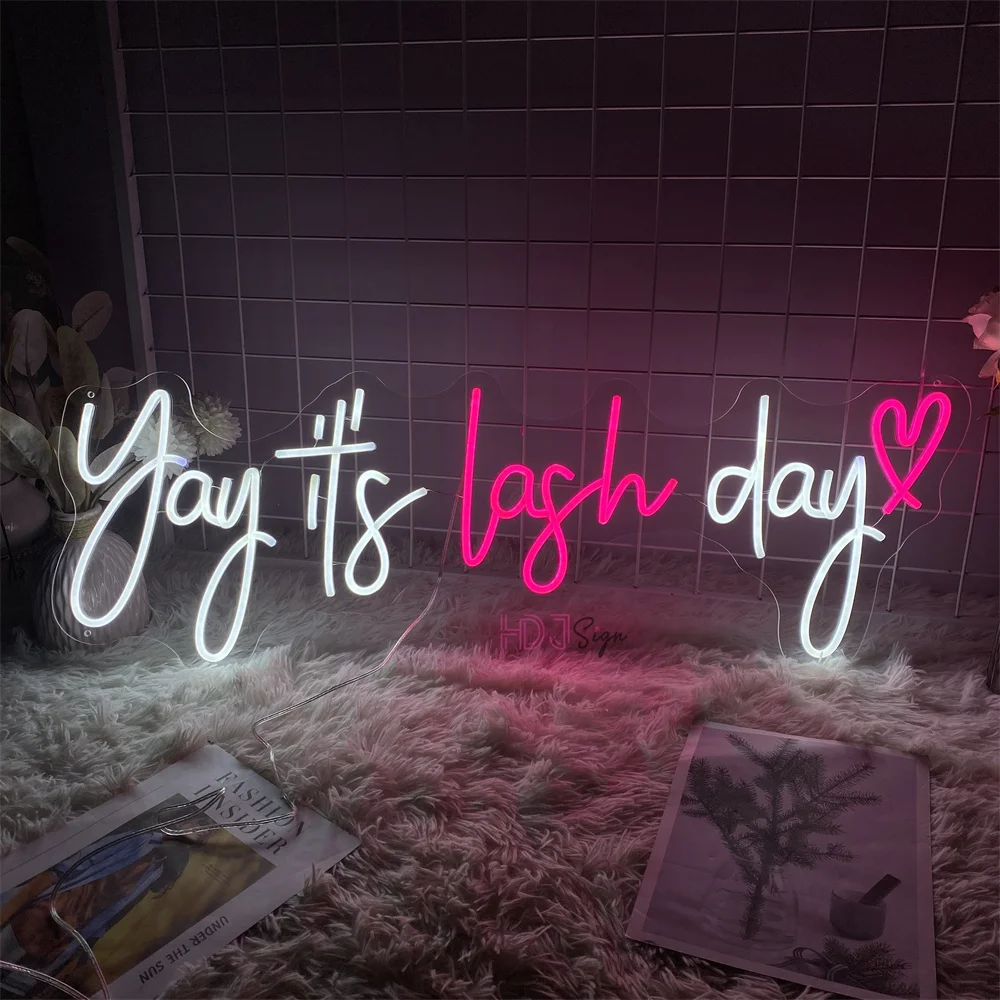 Neon-LED-Sign-Yay-It-s-Lash-Day-Lights-Sign-USB-Room-Decoration-Wall ...