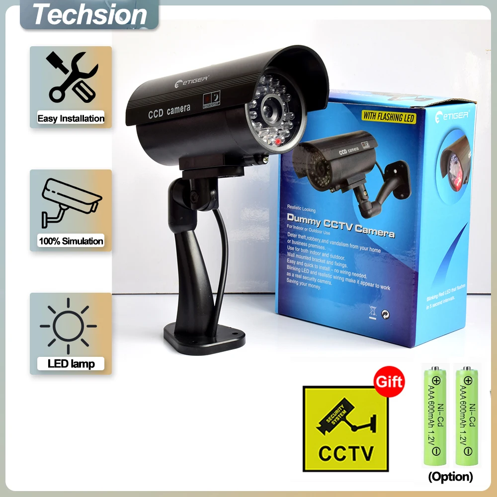 Outdoor-Fake-Dummy-Camera-with-Flashing-Red-LED-Bullet-Shaped ...
