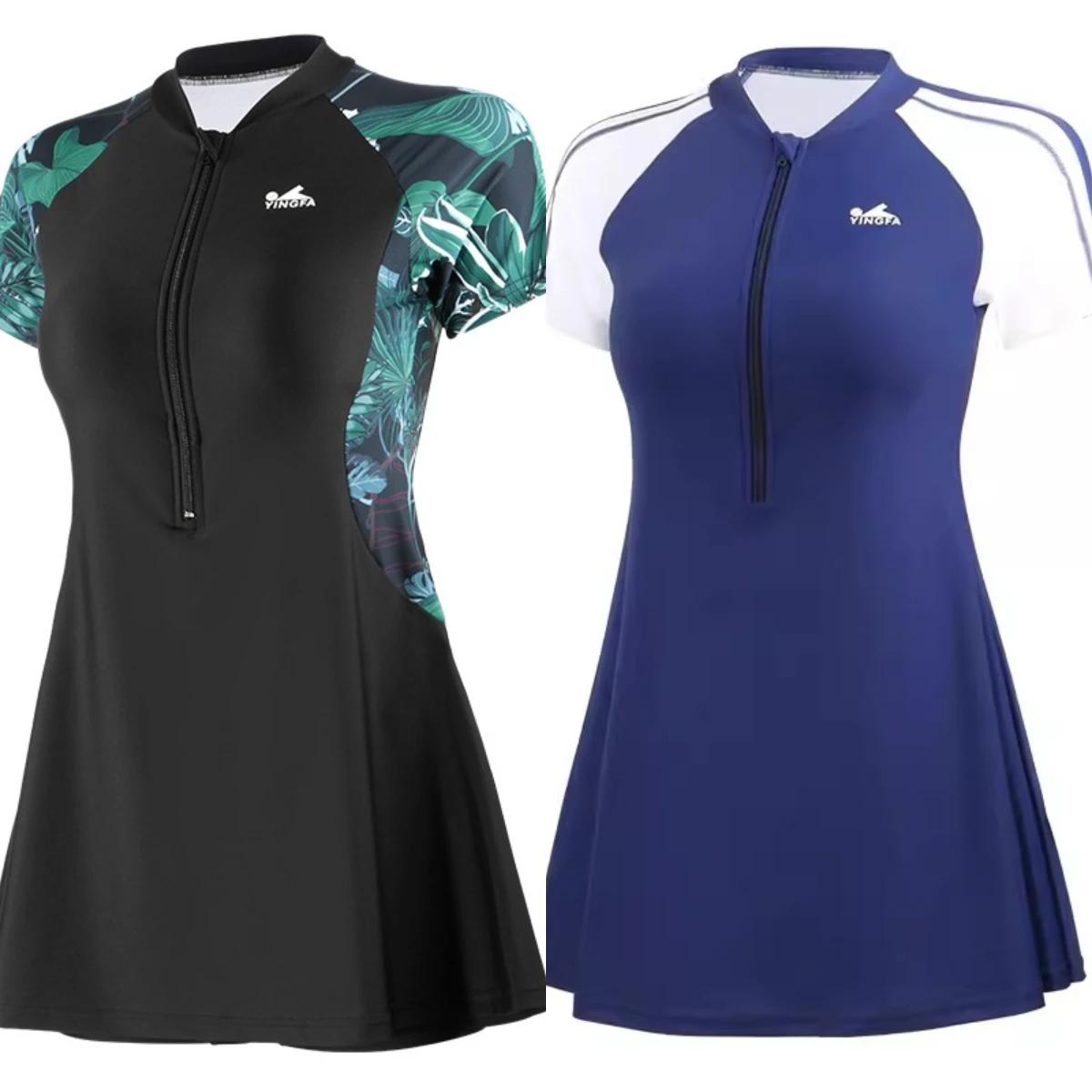 New-Swimming-Costume-Women-Black-Padded-Swim-Dress-Conservative-Spa ...